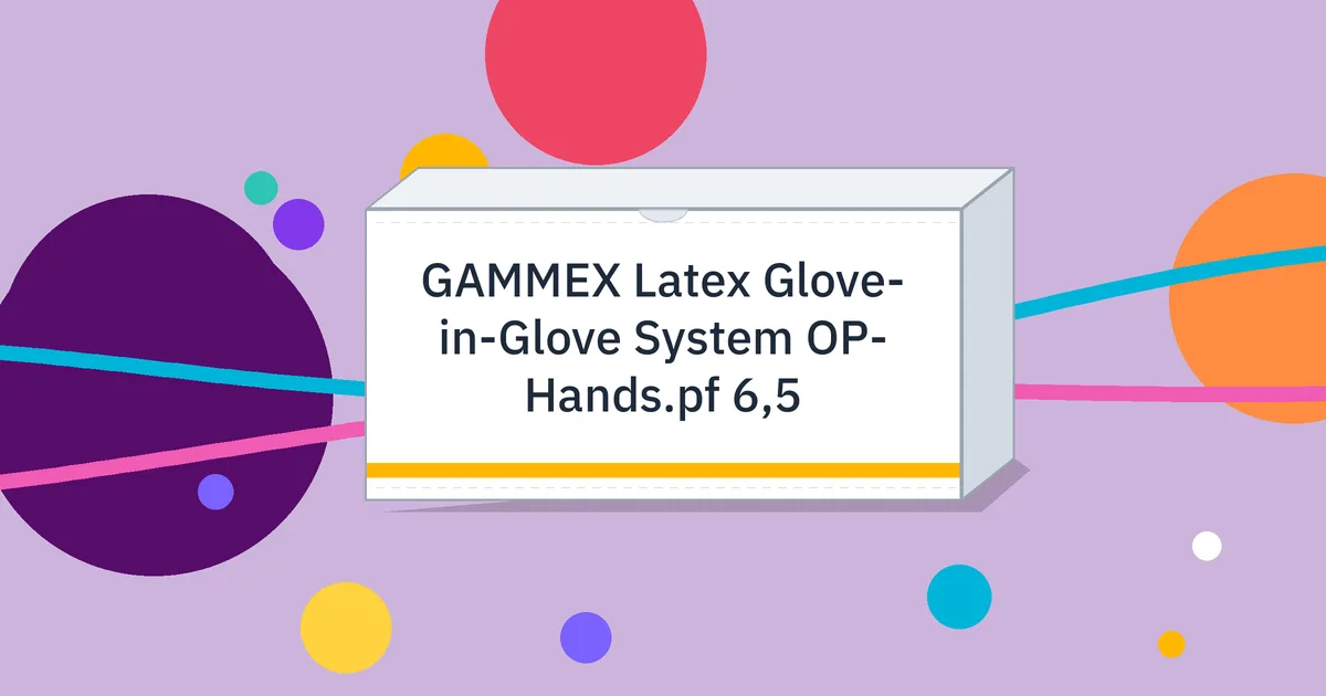 Symbolbild: Packung mit der Aufschrift GAMMEX Latex Glove-in-Glove System OP-Hands.pf 6,5 (PZN 18685406) – Verfügbarkeit und Bezug in Apotheken in Frankfurt am Main