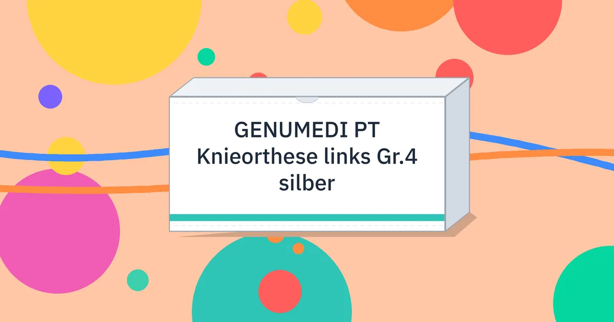 Symbolbild: Packung mit der Aufschrift GENUMEDI PT Knieorthese links Gr.4 silber (PZN 03648799) – Verfügbarkeit und Bezug in Apotheken in Frankfurt am Main