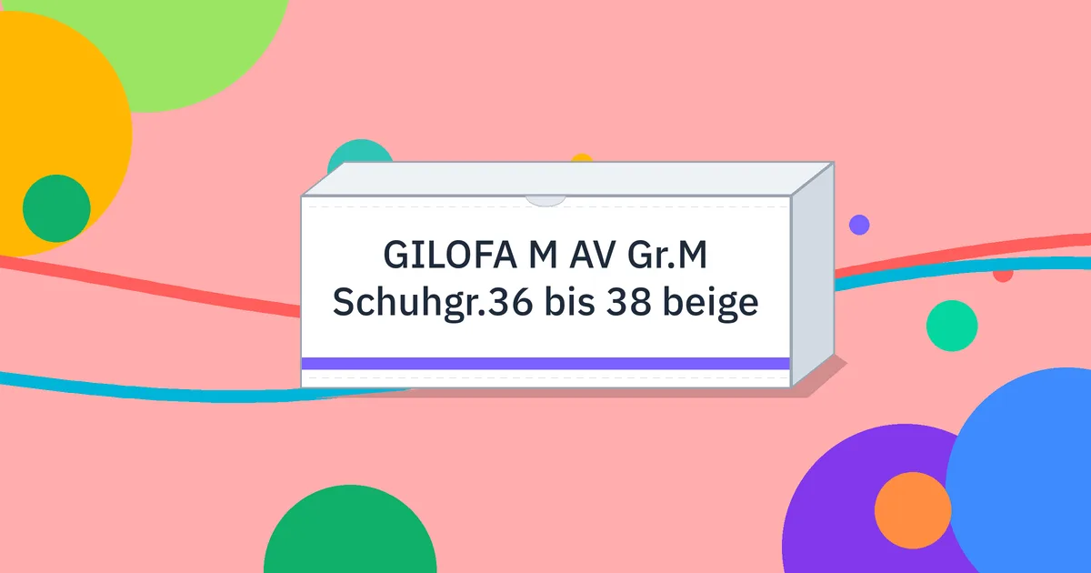Symbolbild: Packung mit der Aufschrift GILOFA M AV Gr.M Schuhgr.36 bis 38 beige (PZN 16726302) – Verfügbarkeit und Bezug in Apotheken in Frankfurt am Main