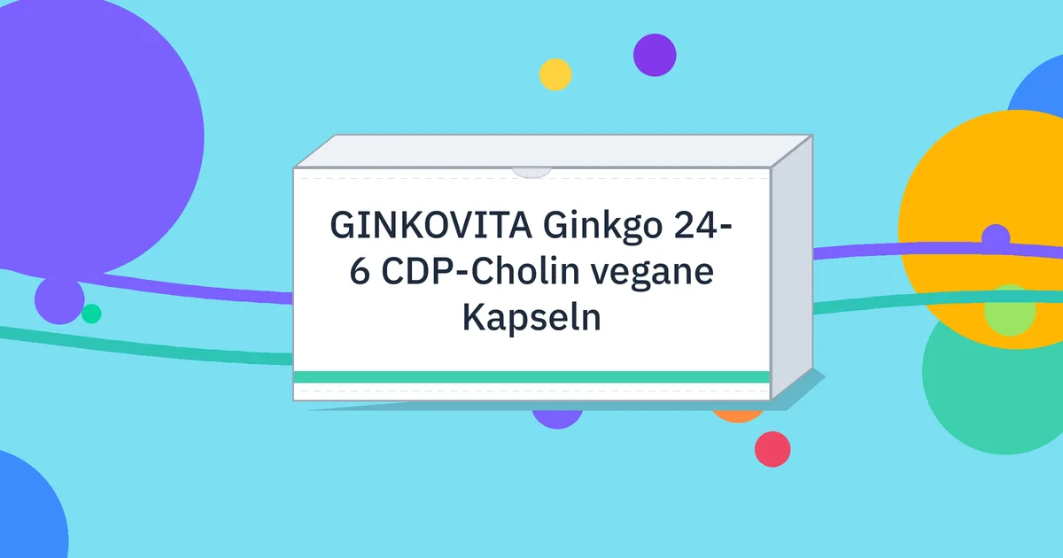 Symbolbild: Packung mit der Aufschrift GINKOVITA Ginkgo 24-6 CDP-Cholin vegane Kapseln (PZN 19293594) – Verfügbarkeit und Bezug in Apotheken in Frankfurt am Main