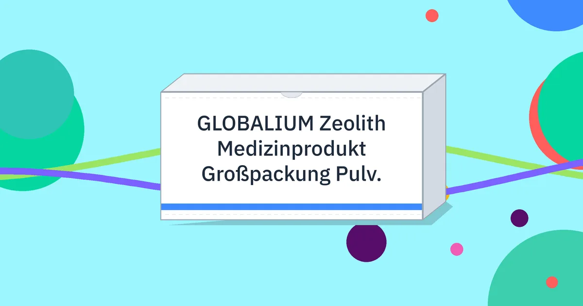 Symbolbild: Packung mit der Aufschrift GLOBALIUM Zeolith Medizinprodukt Großpackung Pulv. (PZN 19540288) – Verfügbarkeit und Bezug in Apotheken in Frankfurt am Main