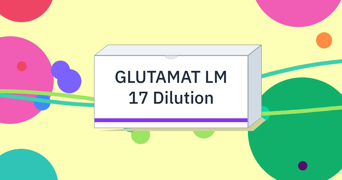 Symbolbild: Packung mit der Aufschrift GLUTAMAT LM 17 Dilution (PZN 12879486) – Verfügbarkeit und Bezug in Apotheken in Frankfurt am Main