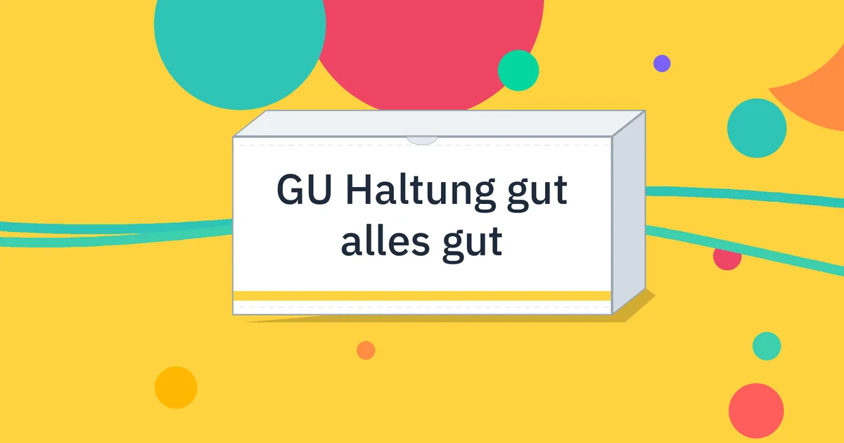 Symbolbild: Packung mit der Aufschrift GU Haltung gut alles gut (PZN 19991565) – Verfügbarkeit und Bezug in Apotheken in Frankfurt am Main