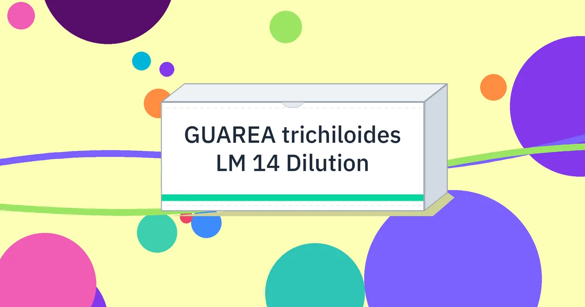 Symbolbild: Packung mit der Aufschrift GUAREA trichiloides LM 14 Dilution (PZN 13548432) – Verfügbarkeit und Bezug in Apotheken in Frankfurt am Main