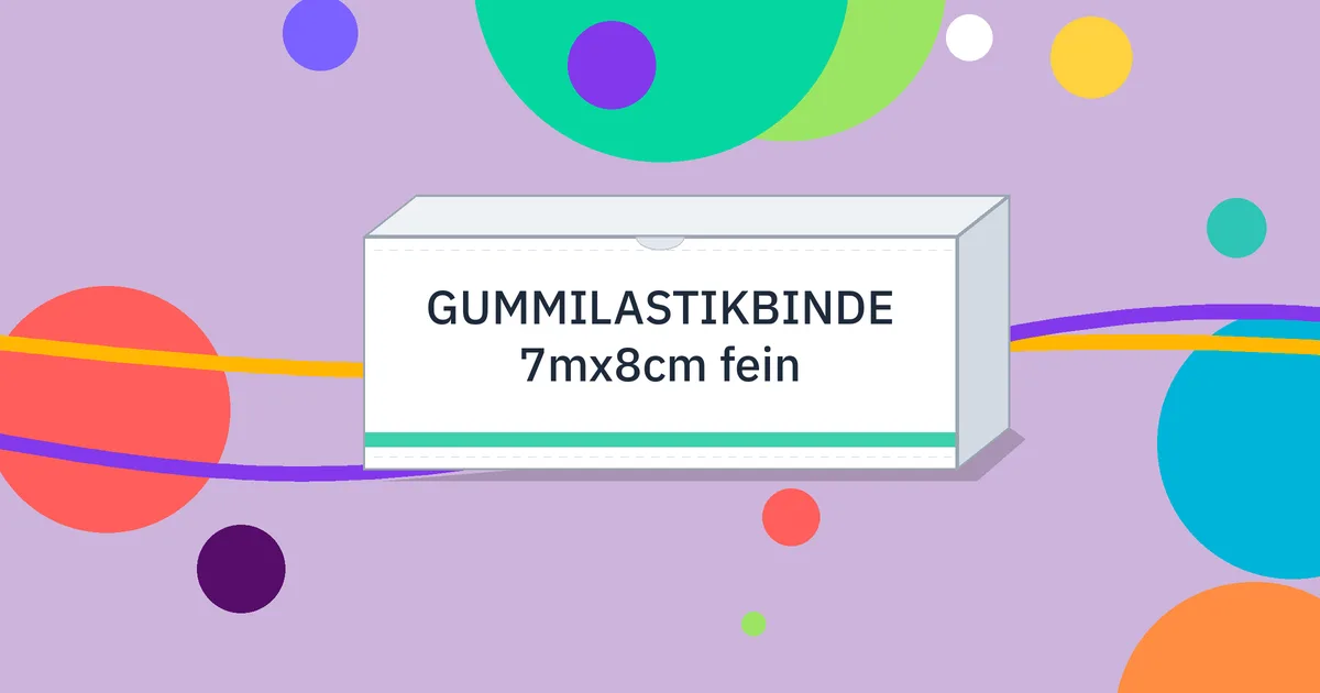 Symbolbild: Packung mit der Aufschrift GUMMILASTIKBINDE 7mx8cm fein (PZN 01721405) – Verfügbarkeit und Bezug in Apotheken in Frankfurt am Main