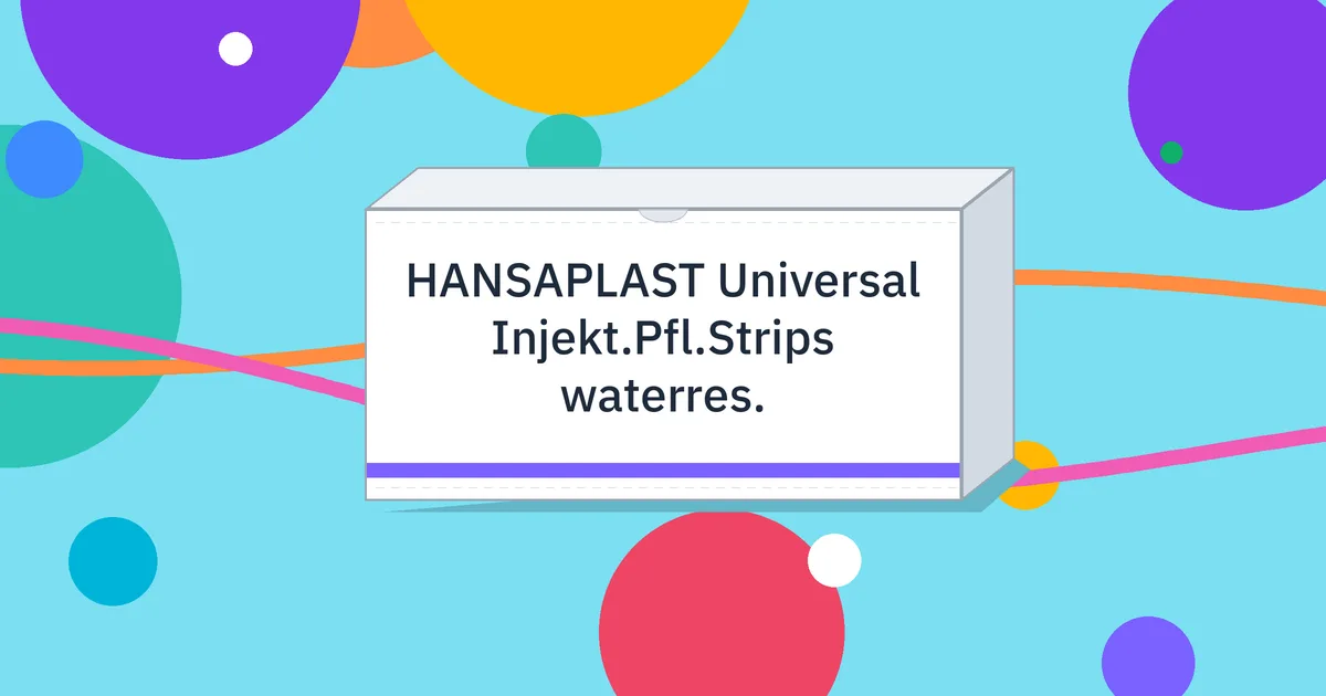 Symbolbild: Packung mit der Aufschrift HANSAPLAST Universal Injekt.Pfl.Strips waterres. (PZN 01215346) – Verfügbarkeit und Bezug in Apotheken in Frankfurt am Main
