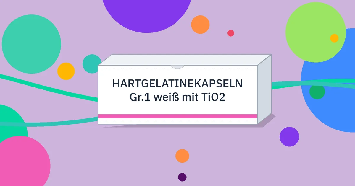 Symbolbild: Packung mit der Aufschrift HARTGELATINEKAPSELN Gr.1 weiß mit TiO2 (PZN 18770299) – Verfügbarkeit und Bezug in Apotheken in Frankfurt am Main