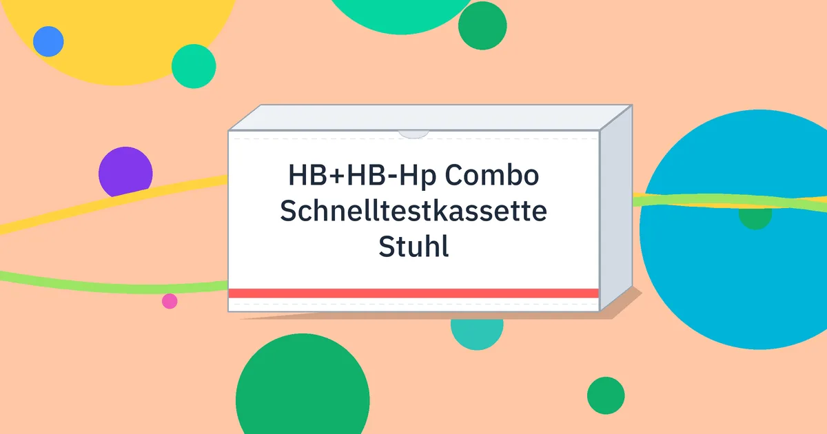 Symbolbild: Packung mit der Aufschrift HB+HB-Hp Combo Schnelltestkassette Stuhl (PZN 19850586) – Verfügbarkeit und Bezug in Apotheken in Frankfurt am Main