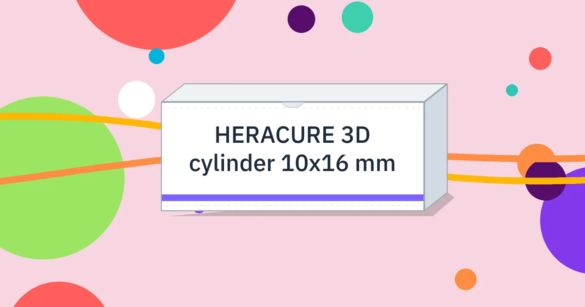 Symbolbild: Packung mit der Aufschrift HERACURE 3D cylinder 10x16 mm (PZN 20926805) – Verfügbarkeit und Bezug in Apotheken in Frankfurt am Main