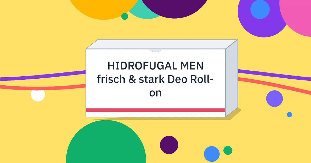 Symbolbild: Packung mit der Aufschrift HIDROFUGAL MEN frisch & stark Deo Roll-on (PZN 16228679) – Verfügbarkeit und Bezug in Apotheken in Frankfurt am Main