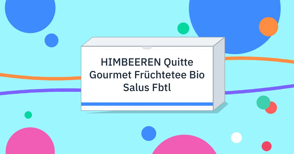 Symbolbild: Packung mit der Aufschrift HIMBEEREN Quitte Gourmet Früchtetee Bio Salus Fbtl (PZN 13569902) – Verfügbarkeit und Bezug in Apotheken in Frankfurt am Main