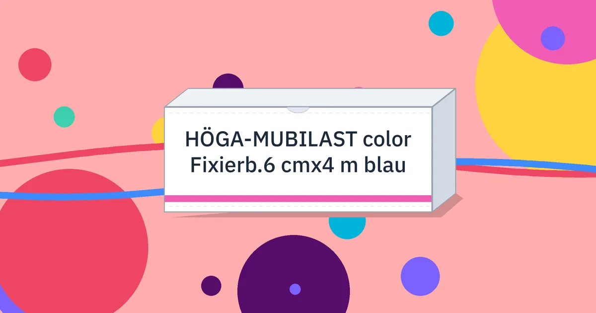 Symbolbild: Packung mit der Aufschrift HÖGA-MUBILAST color Fixierb.6 cmx4 m blau (PZN 11328494) – Verfügbarkeit und Bezug in Apotheken in Frankfurt am Main