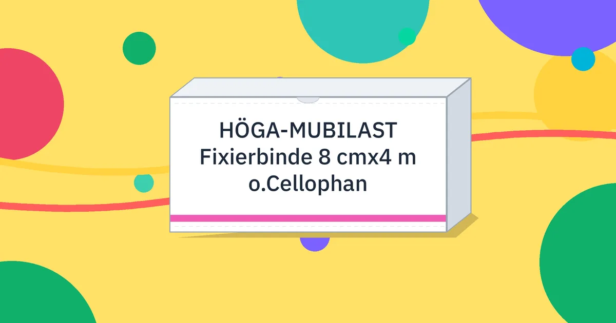 Symbolbild: Packung mit der Aufschrift HÖGA-MUBILAST Fixierbinde 8 cmx4 m o.Cellophan (PZN 04401575) – Verfügbarkeit und Bezug in Apotheken in Frankfurt am Main