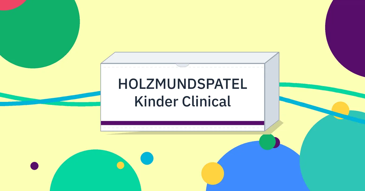 Symbolbild: Packung mit der Aufschrift HOLZMUNDSPATEL Kinder Clinical (PZN 11601694) – Verfügbarkeit und Bezug in Apotheken in Frankfurt am Main