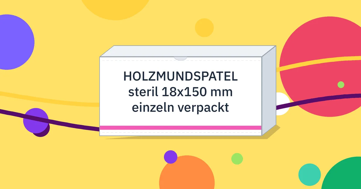 Symbolbild: Packung mit der Aufschrift HOLZMUNDSPATEL steril 18x150 mm einzeln verpackt (PZN 01333821) – Verfügbarkeit und Bezug in Apotheken in Frankfurt am Main