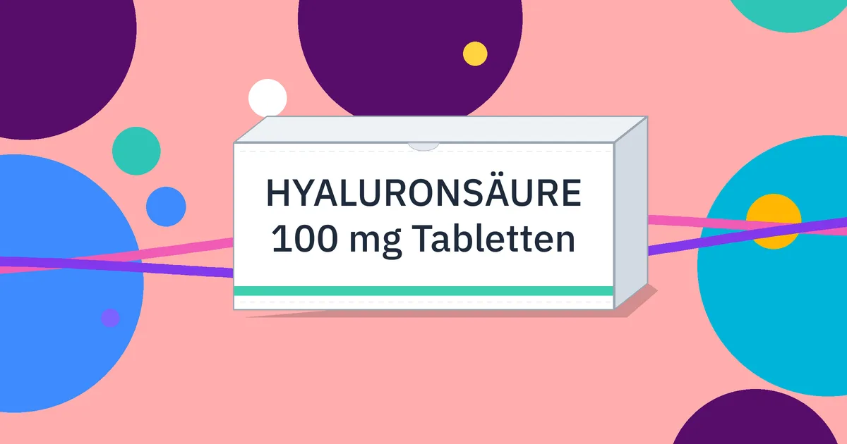 Symbolbild: Packung mit der Aufschrift HYALURONSÄURE 100 mg Tabletten (PZN 12427672) – Verfügbarkeit und Bezug in Apotheken in Frankfurt am Main
