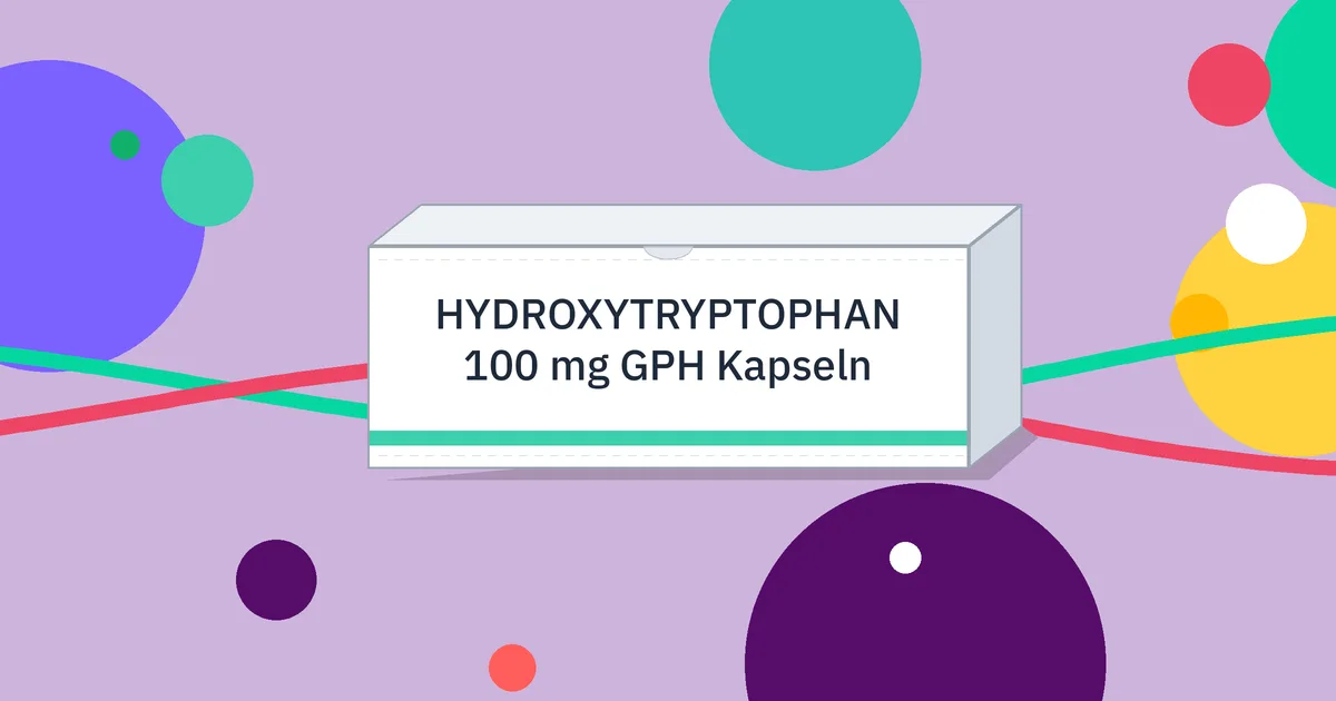Symbolbild: Packung mit der Aufschrift HYDROXYTRYPTOPHAN 100 mg GPH Kapseln (PZN 15614297) – Verfügbarkeit und Bezug in Apotheken in Frankfurt am Main