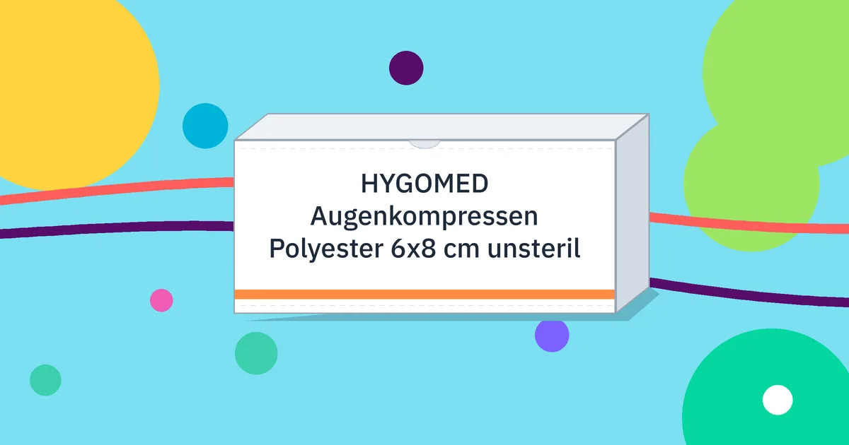 Symbolbild: Packung mit der Aufschrift HYGOMED Augenkompressen Polyester 6x8 cm unsteril (PZN 20382943) – Verfügbarkeit und Bezug in Apotheken in Frankfurt am Main