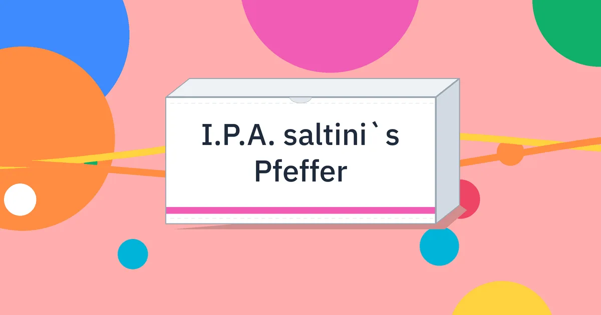 Symbolbild: Packung mit der Aufschrift I.P.A. saltini`s Pfeffer (PZN 16160906) – Verfügbarkeit und Bezug in Apotheken in Frankfurt am Main
