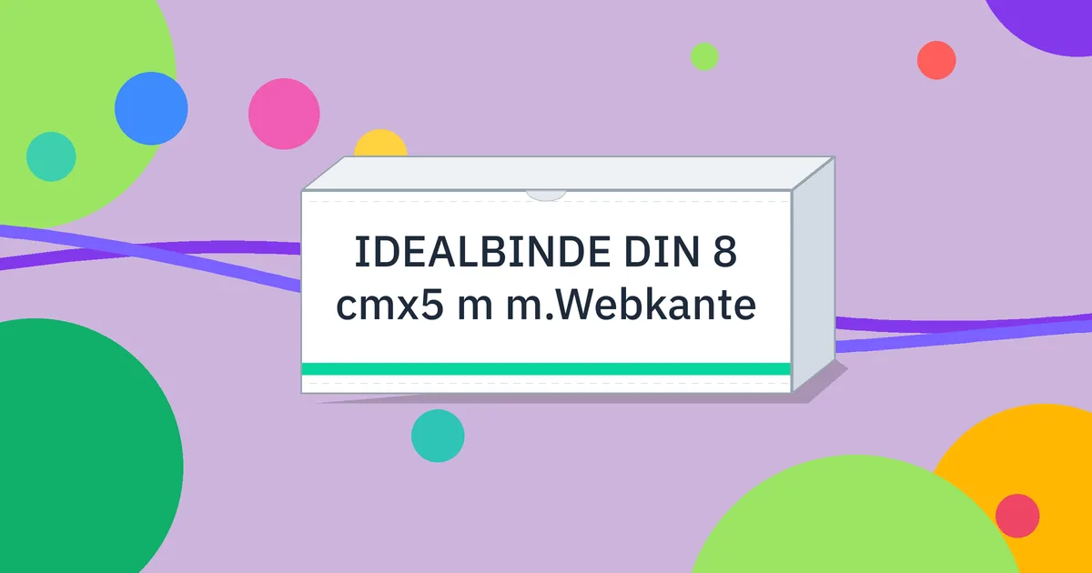 Symbolbild: Packung mit der Aufschrift IDEALBINDE DIN 8 cmx5 m m.Webkante (PZN 01720268) – Verfügbarkeit und Bezug in Apotheken in Frankfurt am Main