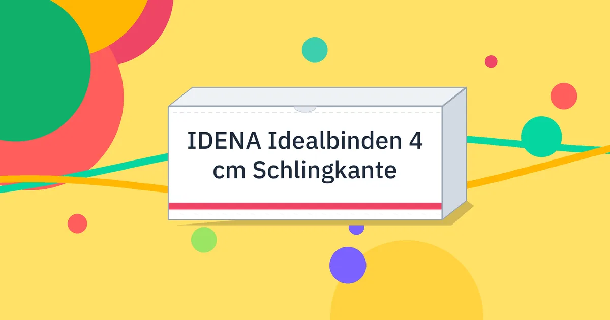 Symbolbild: Packung mit der Aufschrift IDENA Idealbinden 4 cm Schlingkante (PZN 02794837) – Verfügbarkeit und Bezug in Apotheken in Frankfurt am Main