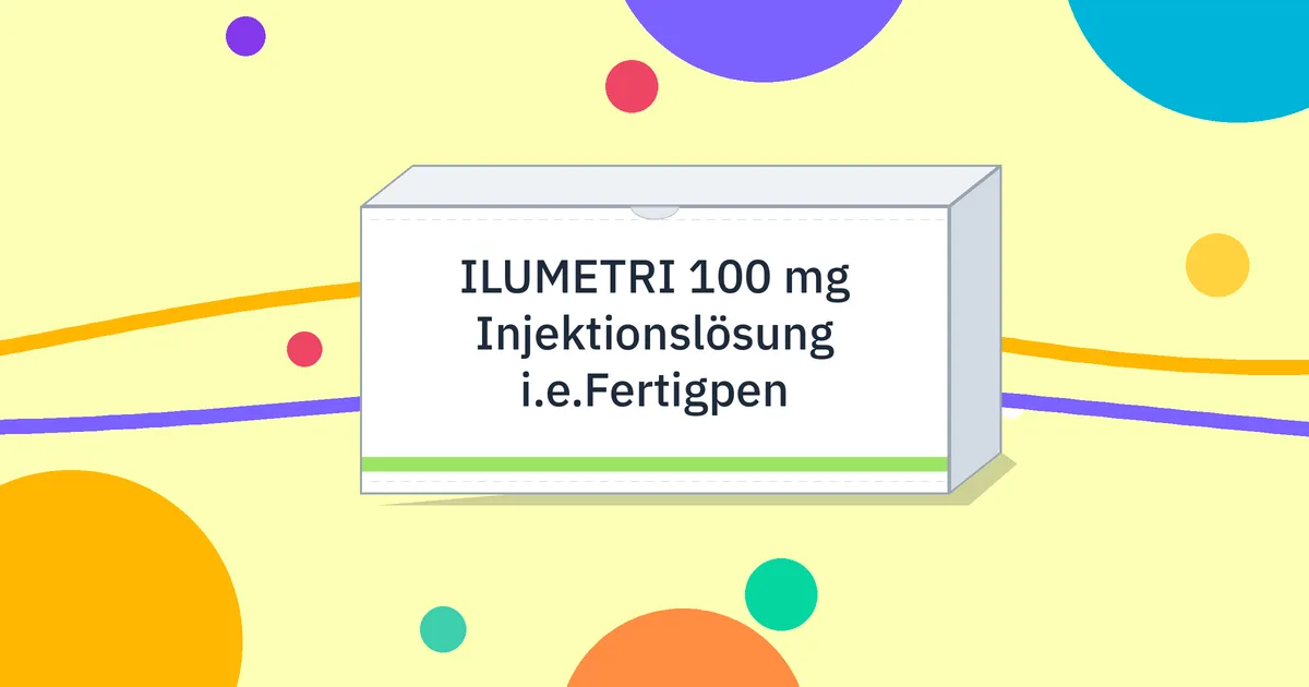 Symbolbild: Packung mit der Aufschrift ILUMETRI 100 mg Injektionslösung i.e.Fertigpen (PZN 18070685) – Verfügbarkeit und Bezug in Apotheken in Frankfurt am Main