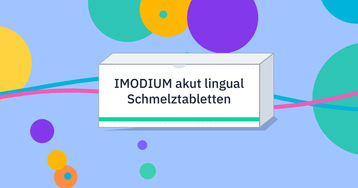 Symbolbild: Packung mit der Aufschrift IMODIUM akut lingual Schmelztabletten (PZN 19828888) – Verfügbarkeit und Bezug in Apotheken in Frankfurt am Main
