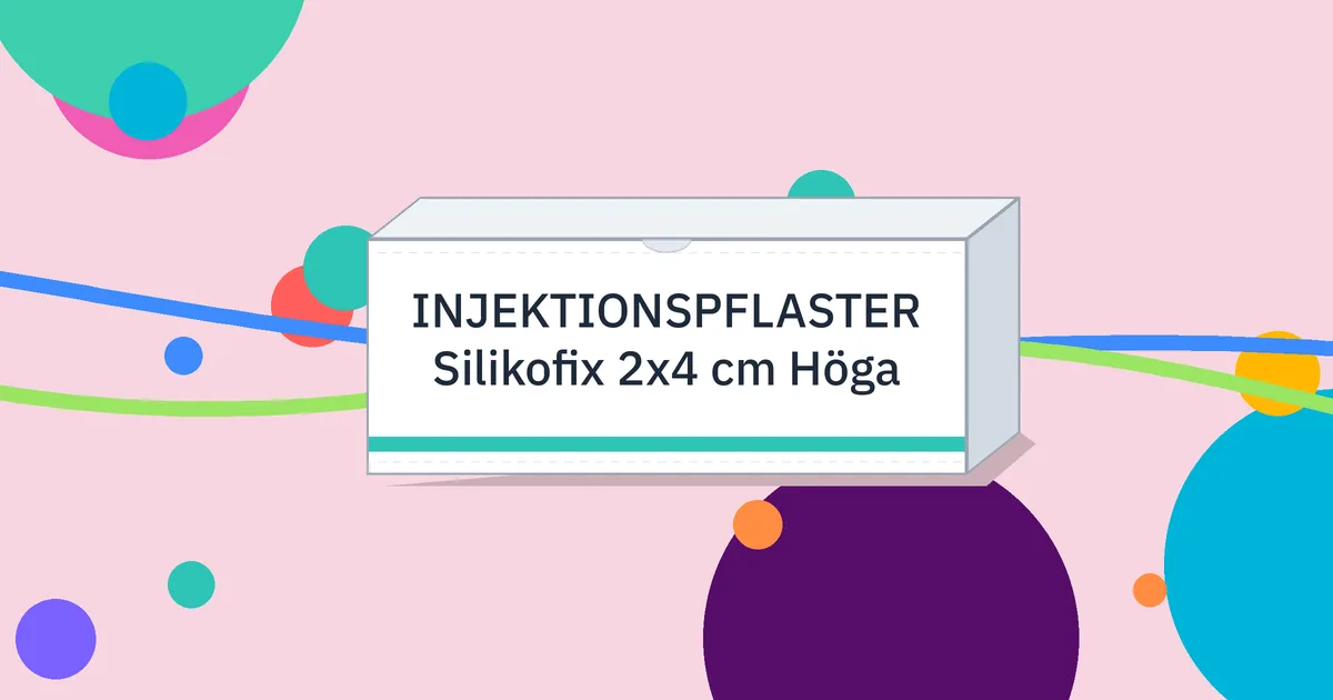 Symbolbild: Packung mit der Aufschrift INJEKTIONSPFLASTER Silikofix 2x4 cm Höga (PZN 16003578) – Verfügbarkeit und Bezug in Apotheken in Frankfurt am Main