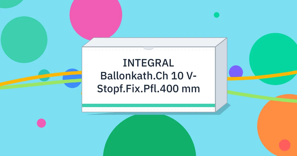 Symbolbild: Packung mit der Aufschrift INTEGRAL Ballonkath.Ch 10 V-Stopf.Fix.Pfl.400 mm (PZN 00793928) – Verfügbarkeit und Bezug in Apotheken in Frankfurt am Main