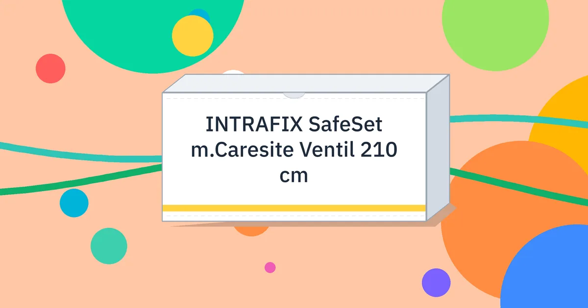 Symbolbild: Packung mit der Aufschrift INTRAFIX SafeSet m.Caresite Ventil 210 cm (PZN 10231315) – Verfügbarkeit und Bezug in Apotheken in Frankfurt am Main