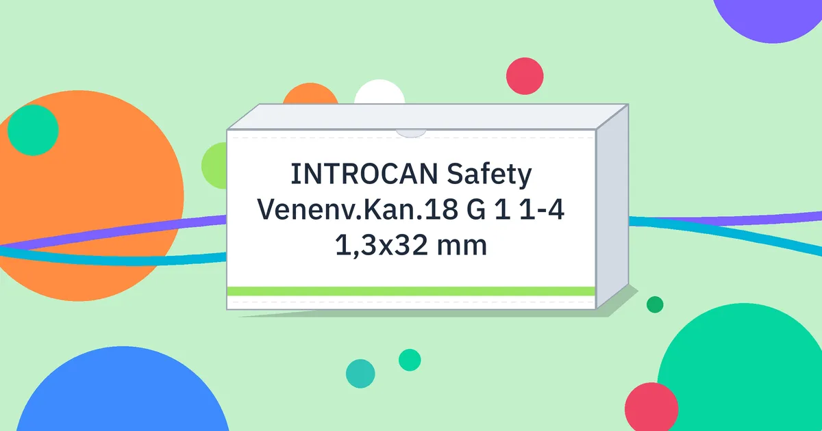 Symbolbild: Packung mit der Aufschrift INTROCAN Safety Venenv.Kan.18 G 1 1-4 1,3x32 mm (PZN 20344836) – Verfügbarkeit und Bezug in Apotheken in Frankfurt am Main