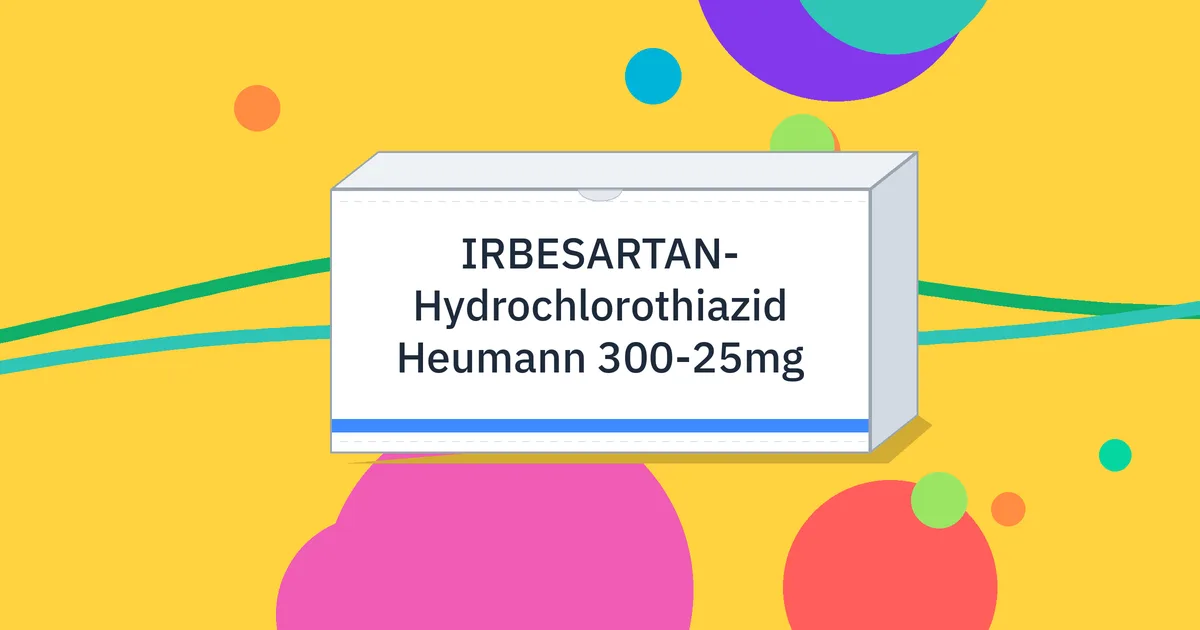 Symbolbild: Packung mit der Aufschrift IRBESARTAN-Hydrochlorothiazid Heumann 300-25mg (PZN 19129794) – Verfügbarkeit und Bezug in Apotheken in Frankfurt am Main