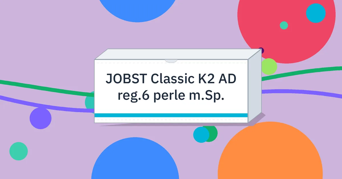Symbolbild: Packung mit der Aufschrift JOBST Classic K2 AD reg.6 perle m.Sp. (PZN 11269389) – Verfügbarkeit und Bezug in Apotheken in Frankfurt am Main