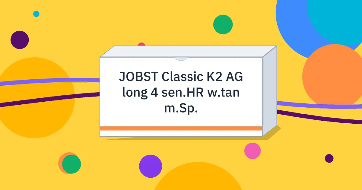 Symbolbild: Packung mit der Aufschrift JOBST Classic K2 AG long 4 sen.HR w.tan m.Sp. (PZN 17959706) – Verfügbarkeit und Bezug in Apotheken in Frankfurt am Main