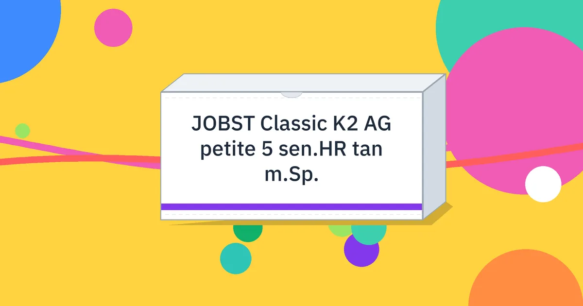 Symbolbild: Packung mit der Aufschrift JOBST Classic K2 AG petite 5 sen.HR tan m.Sp. (PZN 17961494) – Verfügbarkeit und Bezug in Apotheken in Frankfurt am Main