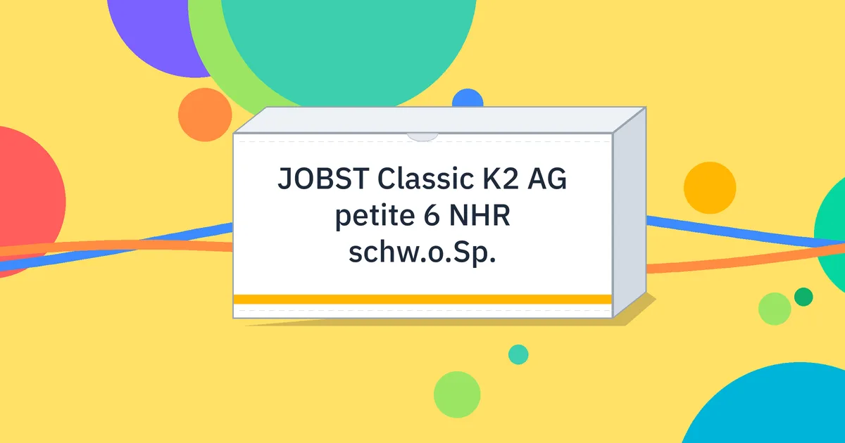 Symbolbild: Packung mit der Aufschrift JOBST Classic K2 AG petite 6 NHR schw.o.Sp. (PZN 11273741) – Verfügbarkeit und Bezug in Apotheken in Frankfurt am Main