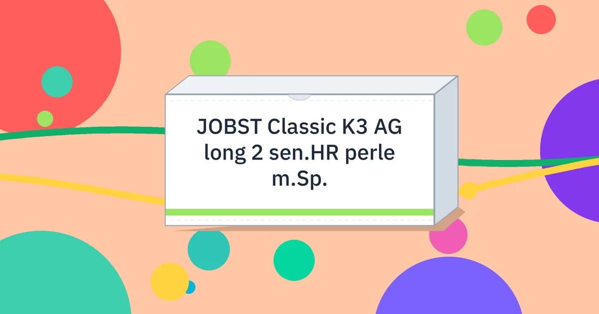 Symbolbild: Packung mit der Aufschrift JOBST Classic K3 AG long 2 sen.HR perle m.Sp. (PZN 17958090) – Verfügbarkeit und Bezug in Apotheken in Frankfurt am Main