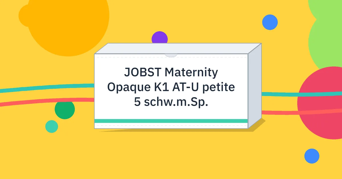 Symbolbild: Packung mit der Aufschrift JOBST Maternity Opaque K1 AT-U petite 5 schw.m.Sp. (PZN 15853085) – Verfügbarkeit und Bezug in Apotheken in Frankfurt am Main