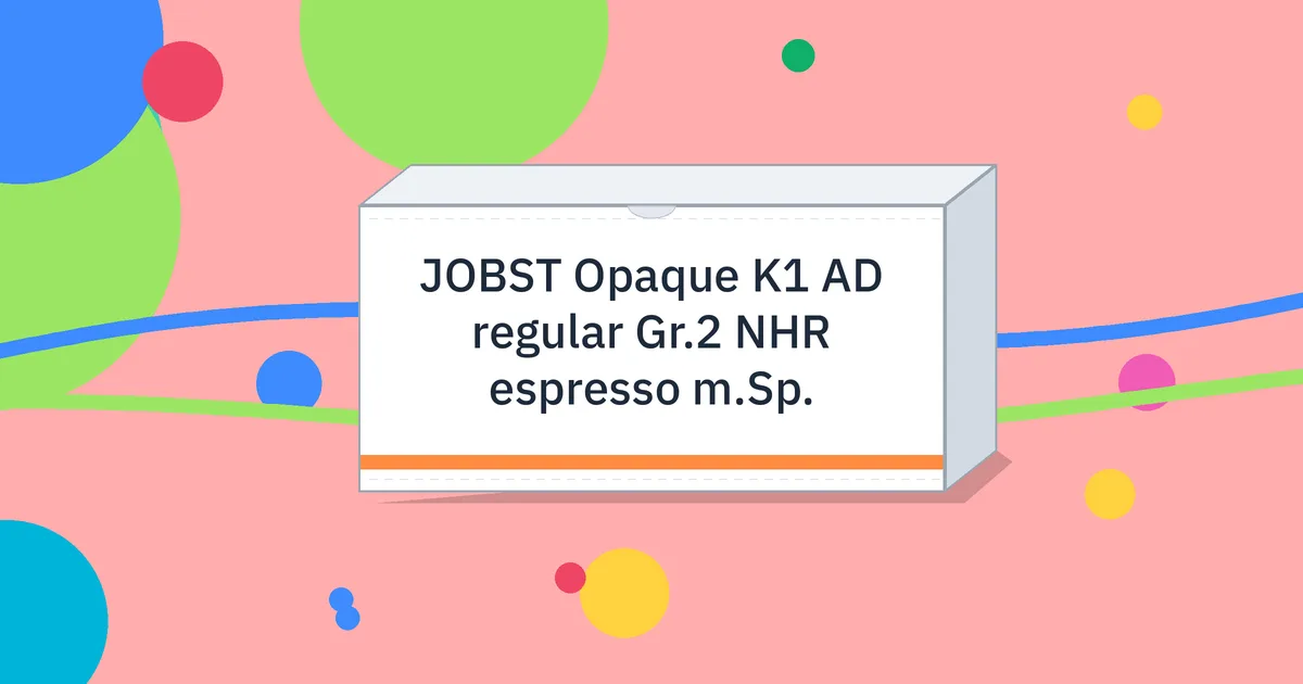 Symbolbild: Packung mit der Aufschrift JOBST Opaque K1 AD regular Gr.2 NHR espresso m.Sp. (PZN 16263285) – Verfügbarkeit und Bezug in Apotheken in Frankfurt am Main