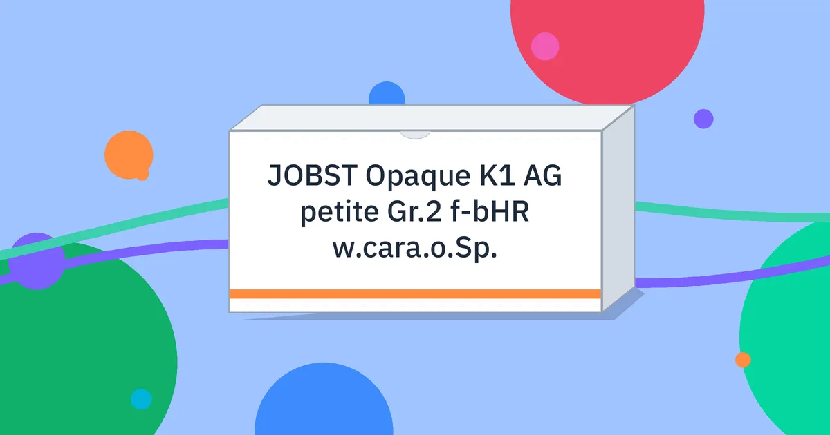 Symbolbild: Packung mit der Aufschrift JOBST Opaque K1 AG petite Gr.2 f-bHR w.cara.o.Sp. (PZN 13160343) – Verfügbarkeit und Bezug in Apotheken in Frankfurt am Main