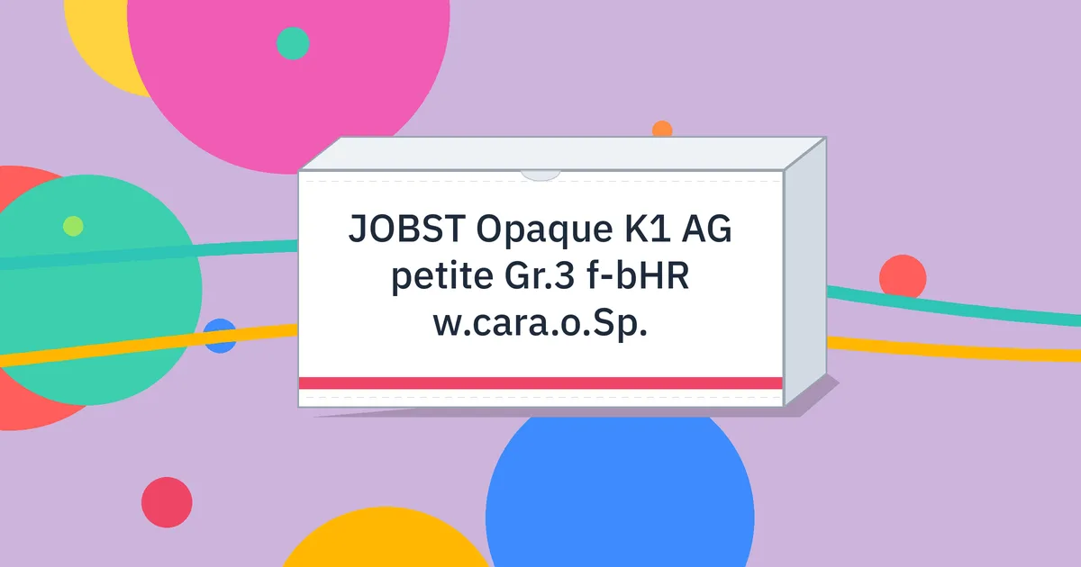 Symbolbild: Packung mit der Aufschrift JOBST Opaque K1 AG petite Gr.3 f-bHR w.cara.o.Sp. (PZN 13160366) – Verfügbarkeit und Bezug in Apotheken in Frankfurt am Main