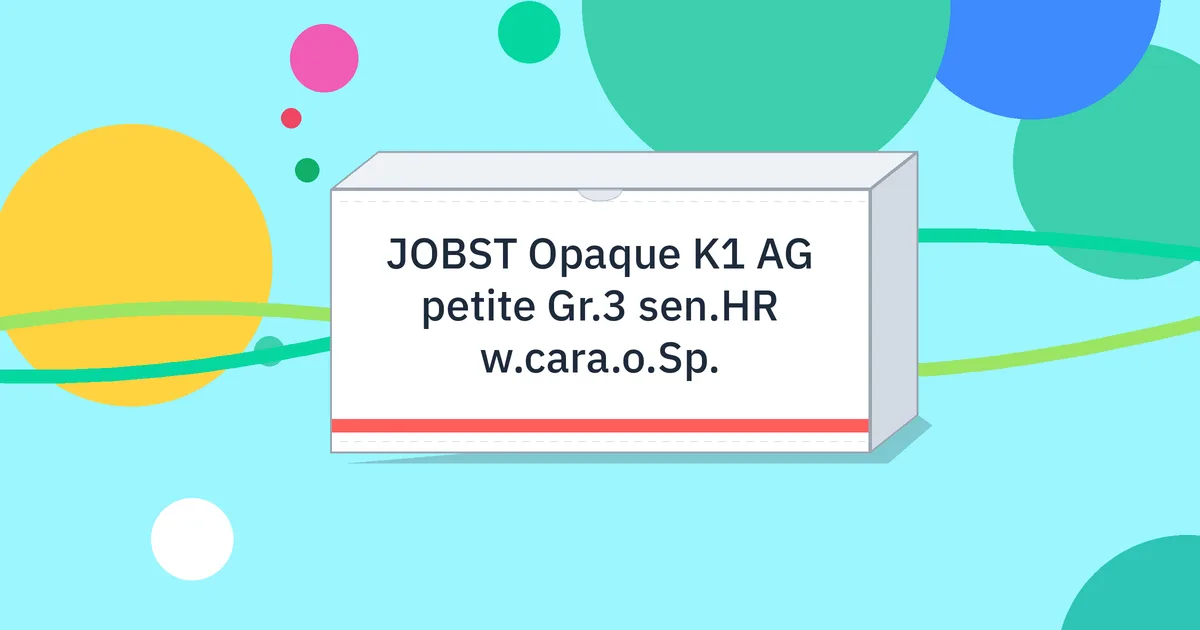 Symbolbild: Packung mit der Aufschrift JOBST Opaque K1 AG petite Gr.3 sen.HR w.cara.o.Sp. (PZN 13089237) – Verfügbarkeit und Bezug in Apotheken in Frankfurt am Main