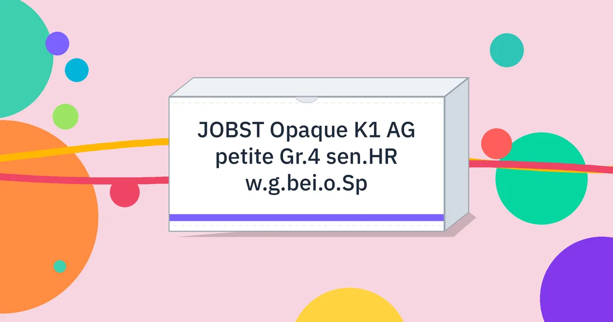 Symbolbild: Packung mit der Aufschrift JOBST Opaque K1 AG petite Gr.4 sen.HR w.g.bei.o.Sp (PZN 16269365) – Verfügbarkeit und Bezug in Apotheken in Frankfurt am Main