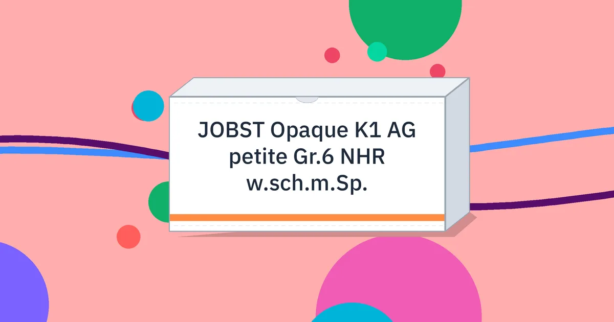 Symbolbild: Packung mit der Aufschrift JOBST Opaque K1 AG petite Gr.6 NHR w.sch.m.Sp. (PZN 13085268) – Verfügbarkeit und Bezug in Apotheken in Frankfurt am Main
