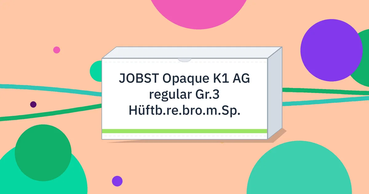 Symbolbild: Packung mit der Aufschrift JOBST Opaque K1 AG regular Gr.3 Hüftb.re.bro.m.Sp. (PZN 13101056) – Verfügbarkeit und Bezug in Apotheken in Frankfurt am Main