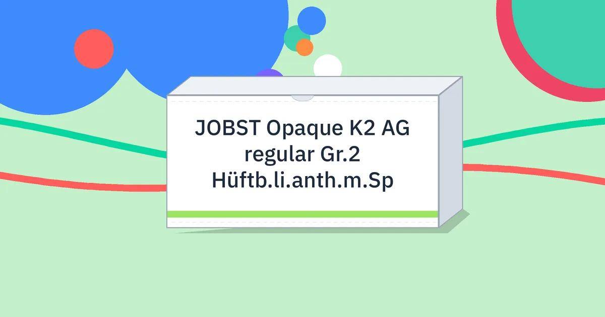 Symbolbild: Packung mit der Aufschrift JOBST Opaque K2 AG regular Gr.2 Hüftb.li.anth.m.Sp (PZN 16287742) – Verfügbarkeit und Bezug in Apotheken in Frankfurt am Main