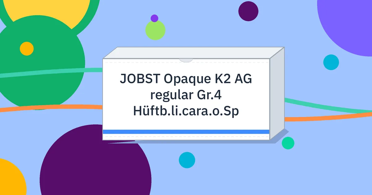 Symbolbild: Packung mit der Aufschrift JOBST Opaque K2 AG regular Gr.4 Hüftb.li.cara.o.Sp (PZN 13116081) – Verfügbarkeit und Bezug in Apotheken in Frankfurt am Main