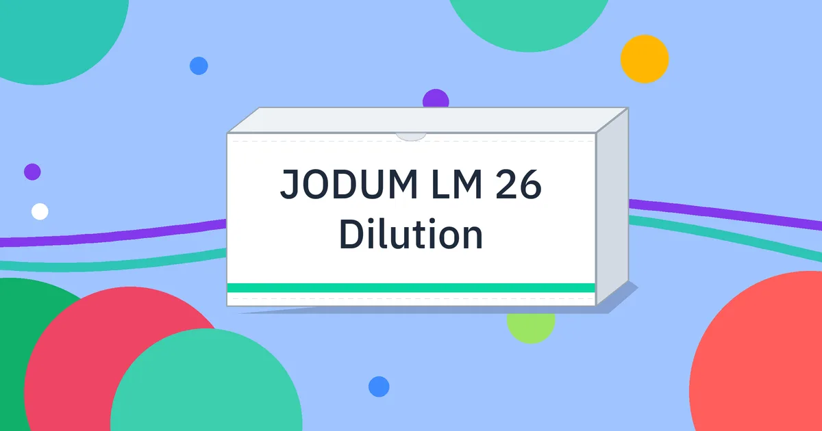 Symbolbild: Packung mit der Aufschrift JODUM LM 26 Dilution (PZN 12915845) – Verfügbarkeit und Bezug in Apotheken in Frankfurt am Main