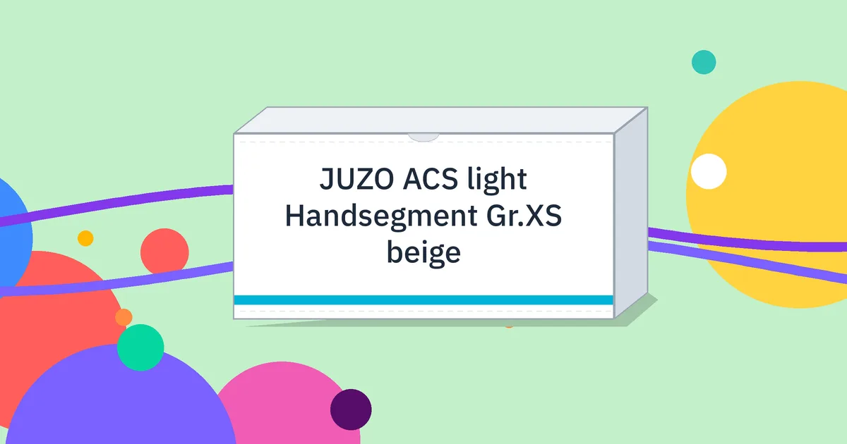 Symbolbild: Packung mit der Aufschrift JUZO ACS light Handsegment Gr.XS beige (PZN 13885187) – Verfügbarkeit und Bezug in Apotheken in Frankfurt am Main