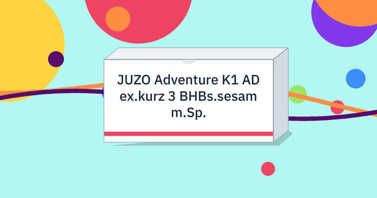 Symbolbild: Packung mit der Aufschrift JUZO Adventure K1 AD ex.kurz 3 BHBs.sesam m.Sp. (PZN 16493915) – Verfügbarkeit und Bezug in Apotheken in Frankfurt am Main